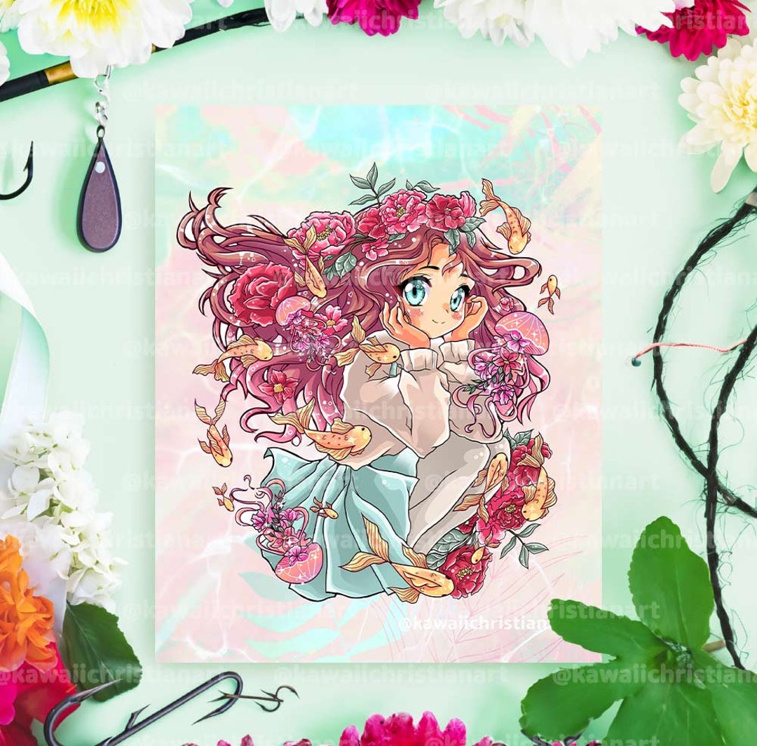 Matthew 4:19 Cute Christian Anime Kawaii Aesthetic Love Art Print ...