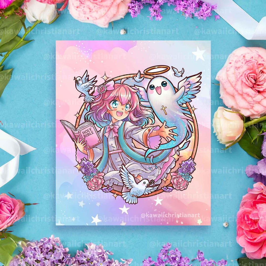 John 14:26 Cute Christian Anime Kawaii Aesthetic Love Art Print ...
