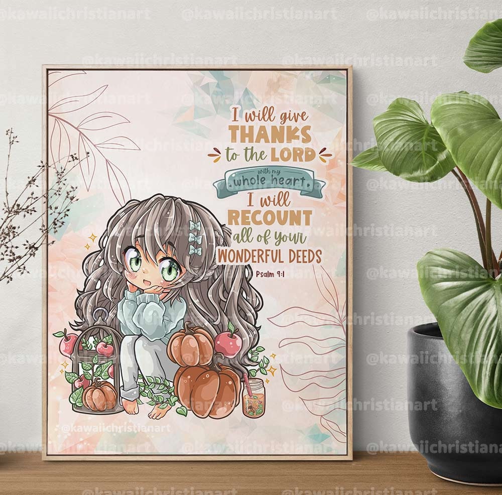 Psalm 9:1 Anime Chibi Christian Print Faith-inspired Bible - Etsy