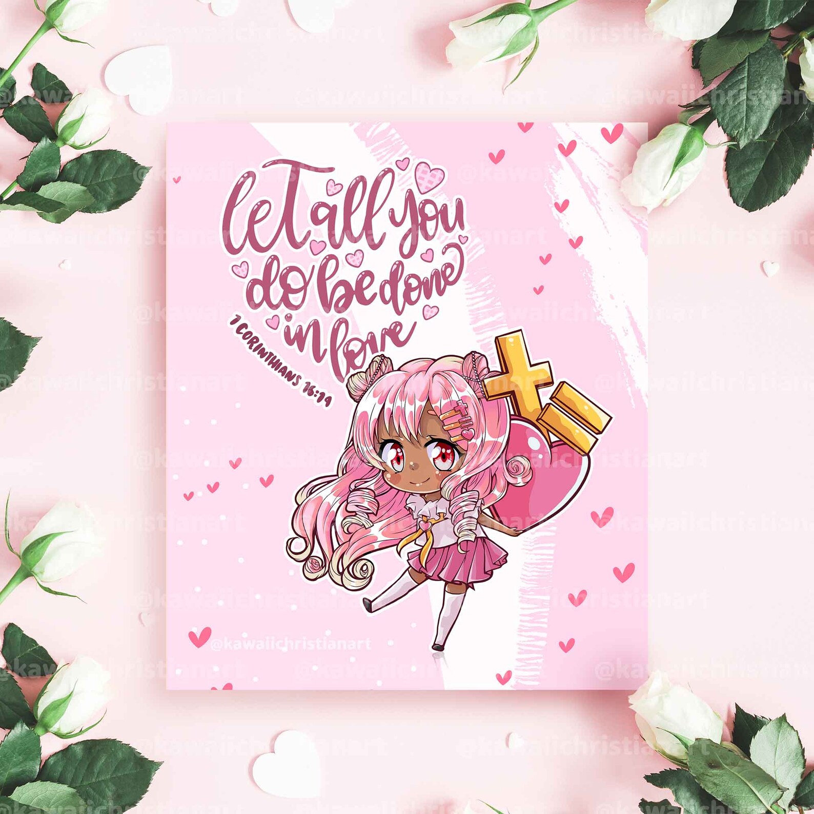 1 Corinthians 16:14 Cute Christian Anime Chibi Kawaii Aesthetic Love ...