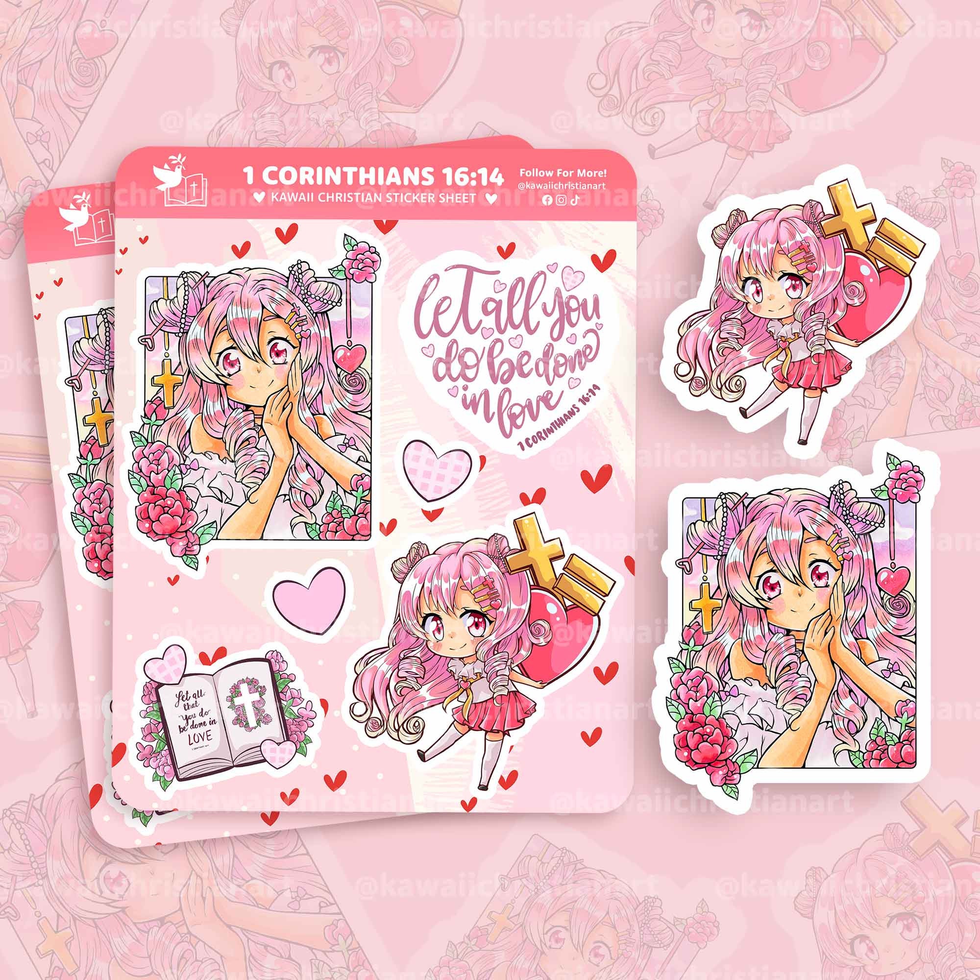 1 Corinthians 16:14 Kawaii Sticker Sheet Kawaii Stickers - Etsy