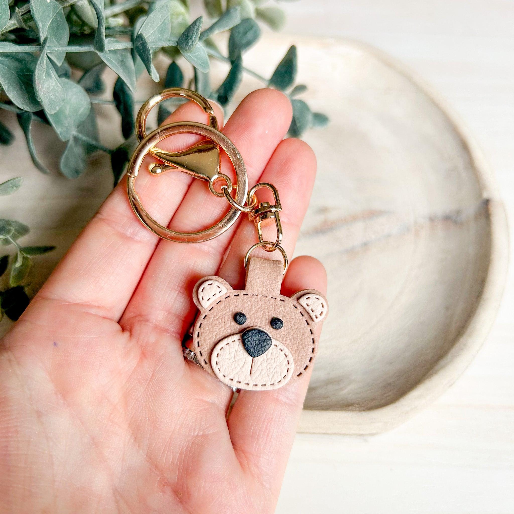 Bear, Fox & Raccoon Leather Textured Polymer Clay Keychain - Etsy