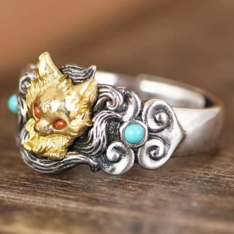 925 Sterling Silver Fox Ring,silver Fox Jewelry,animal Ring,wildlife ...