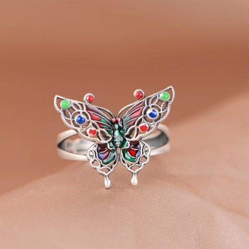 Colorful Butterfly Rings,dainty Butterfly Ring,925 Sterling Silver ...