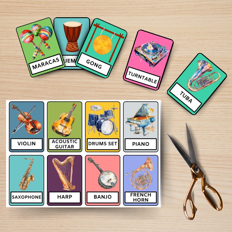 MUSIC INSTRUMENT FLASHCARDS Printable| Music Teacher Gift, Music ...