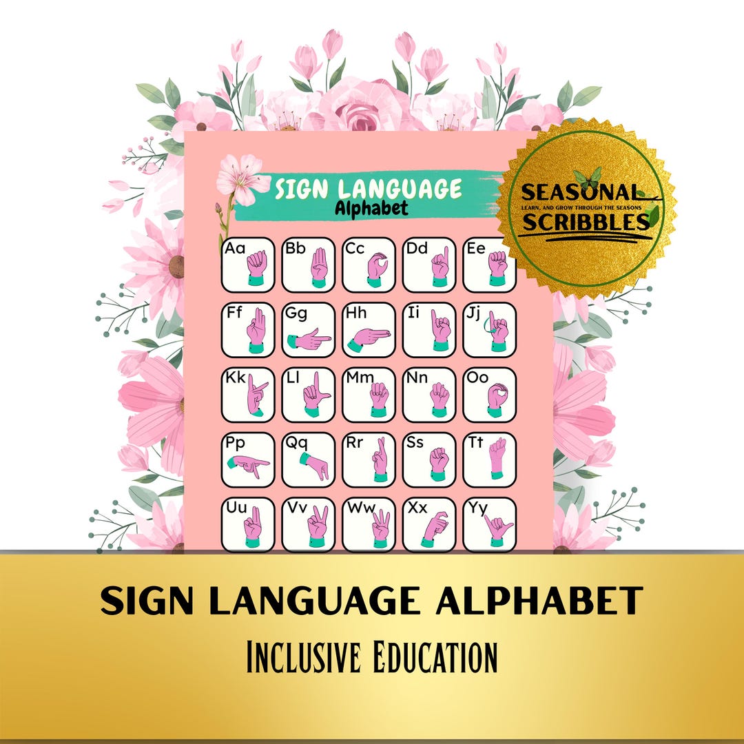 Pink Sign Language Alphabet-digital Download ASL, Inclusive Learning ...