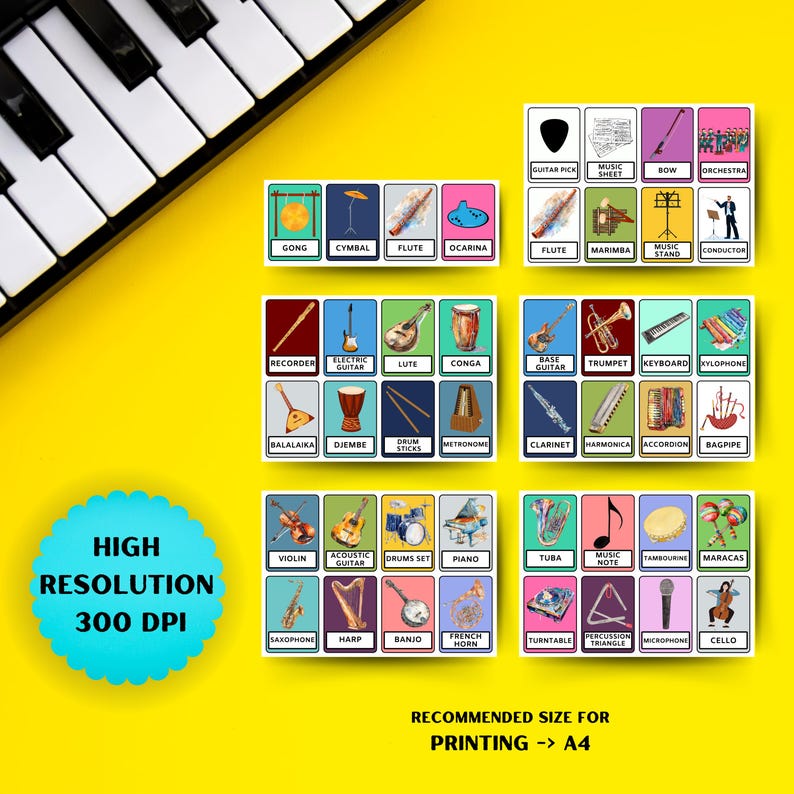 MUSIC INSTRUMENT FLASHCARDS Printable| Music Teacher Gift, Music ...