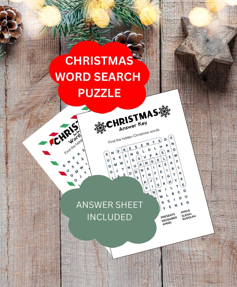 Christmas Word Search Puzzle | Holiday Kids Activity (digital Download ...