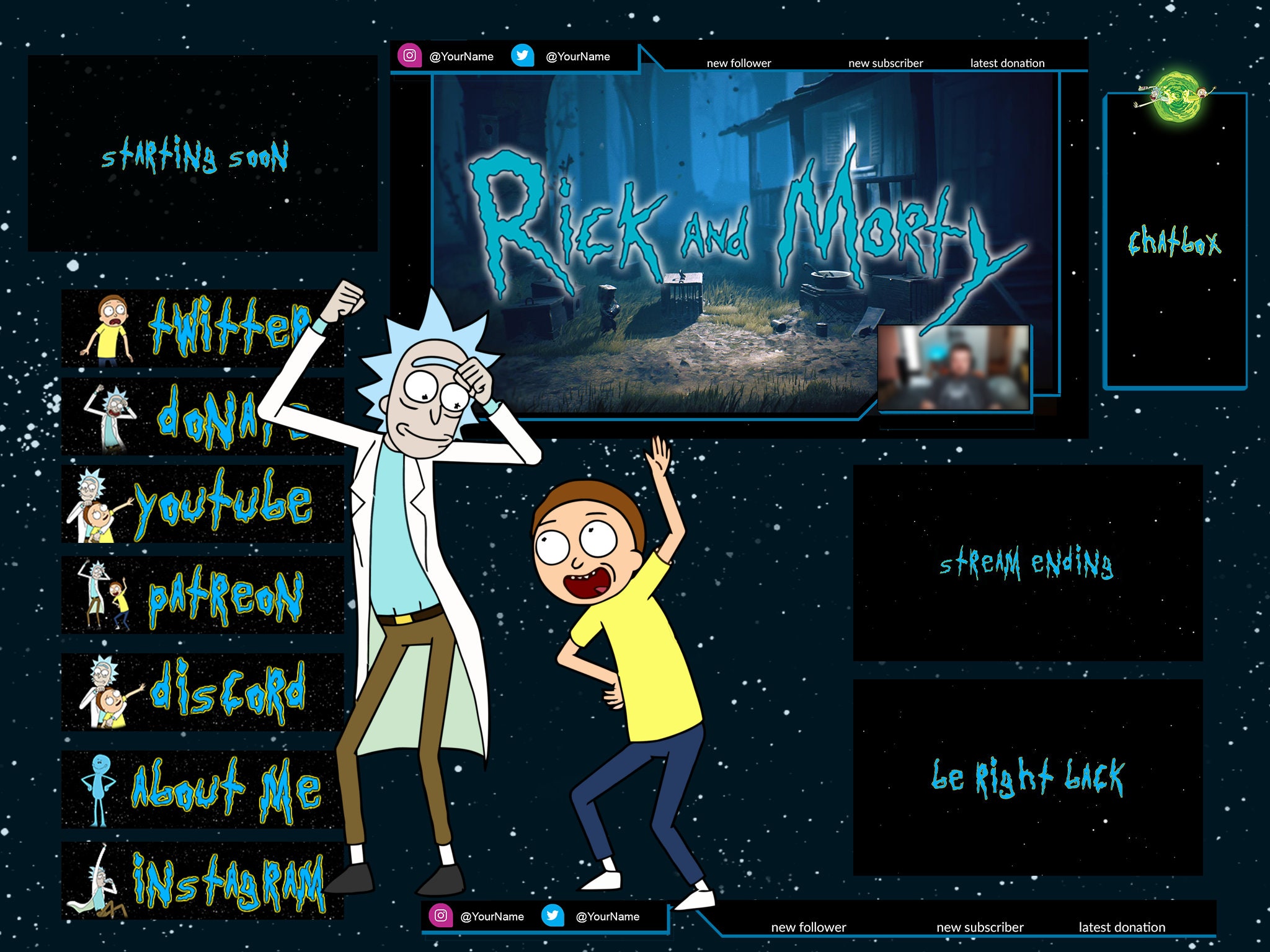 Animated Rick and Morty Twitch Overlay With Scene Transitions - Etsy Canada
