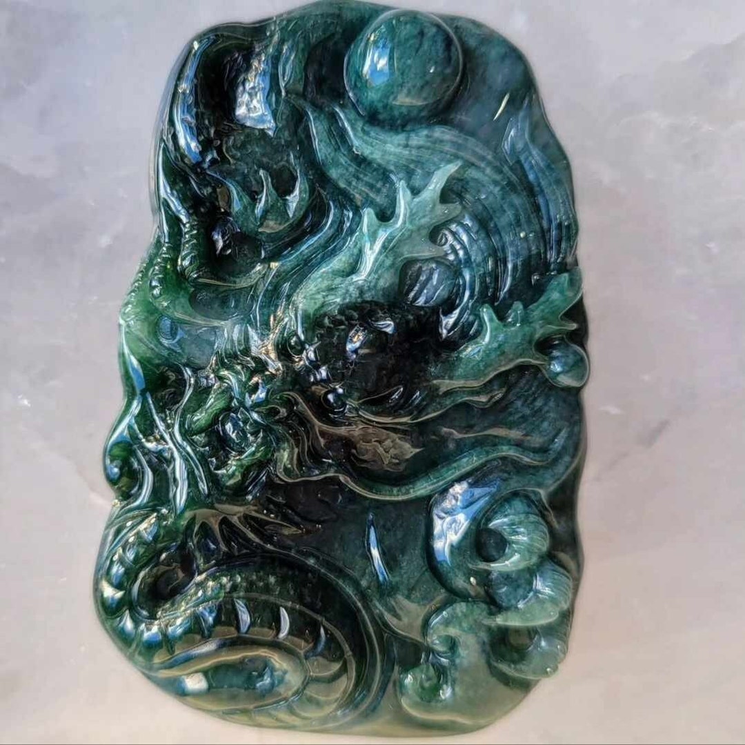 Two-tone Green/black Jade Dragon - Etsy