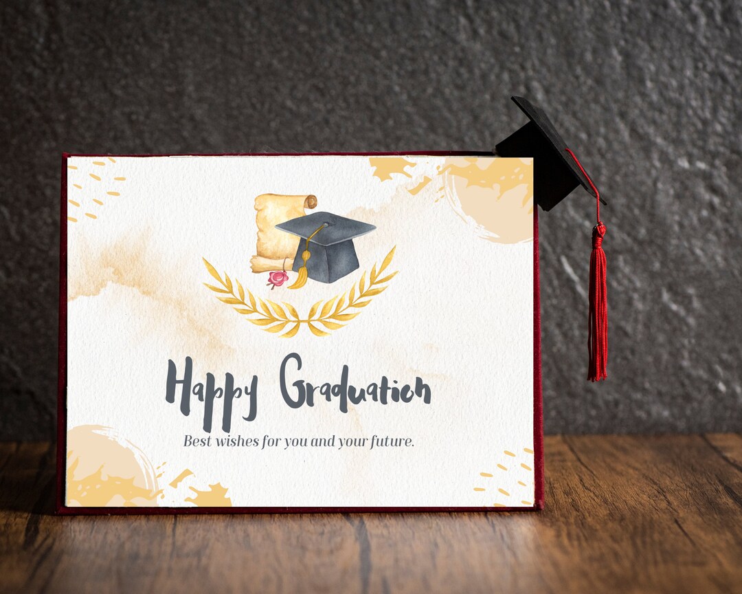 Brown and Cream Watercolor Graduation Card, Personalized Graduation ...