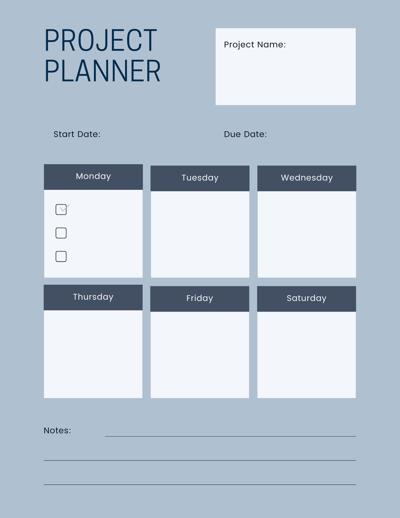 Minimalist Project Planner Printable, Project Planner Template, Project ...