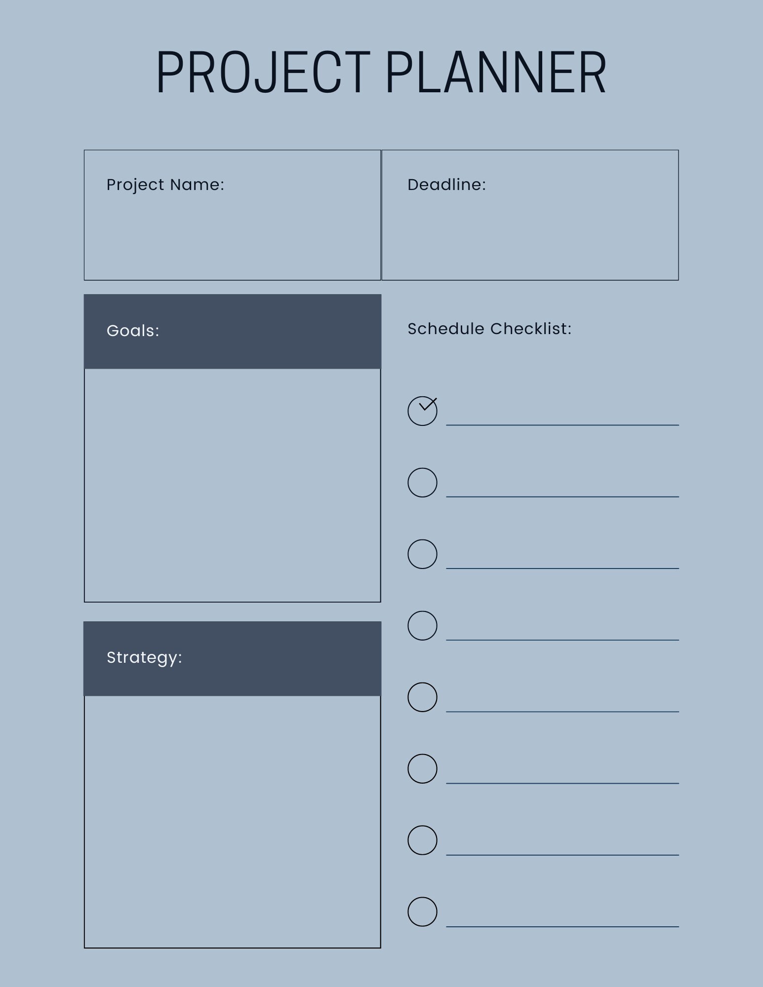 Minimalist Project Planner Printable, Project Planner Template, Project ...