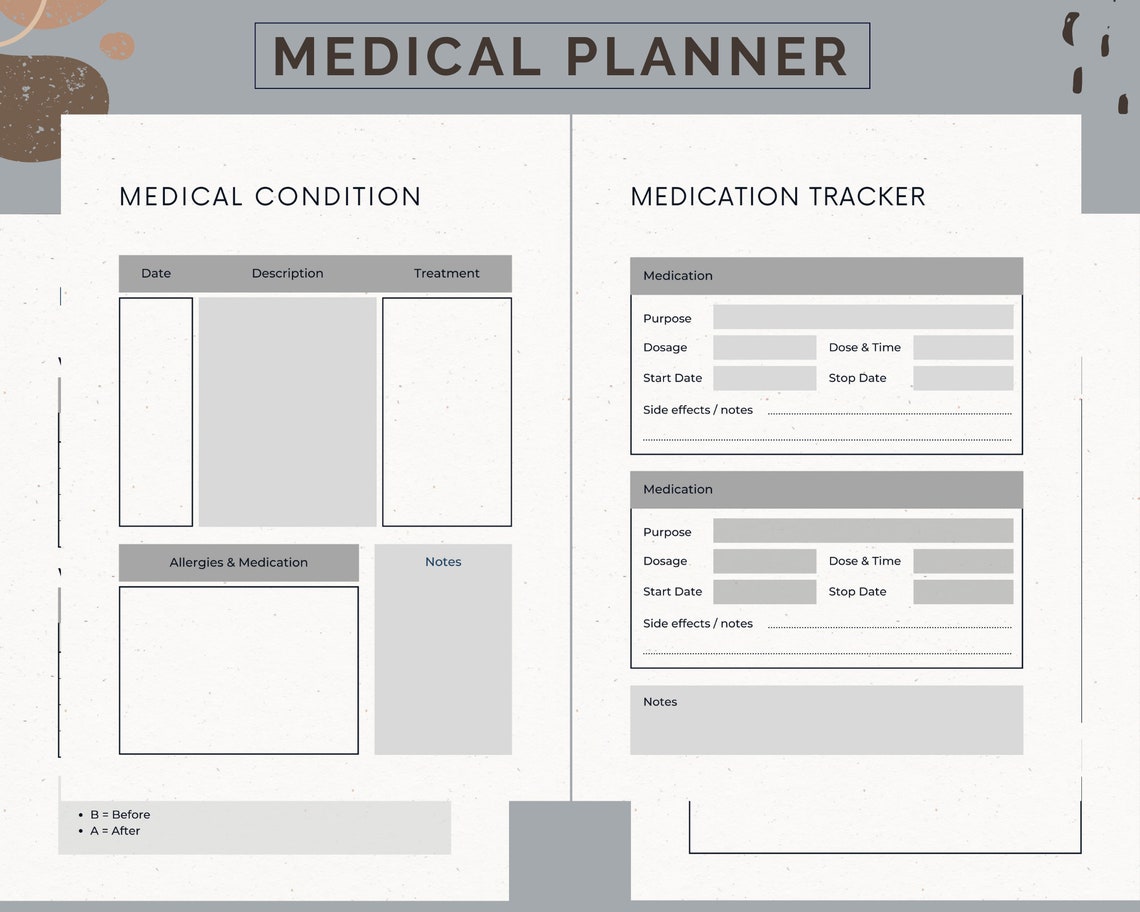 Medical Planner Printable, Health Care Planner Binder, Wellness Journal ...