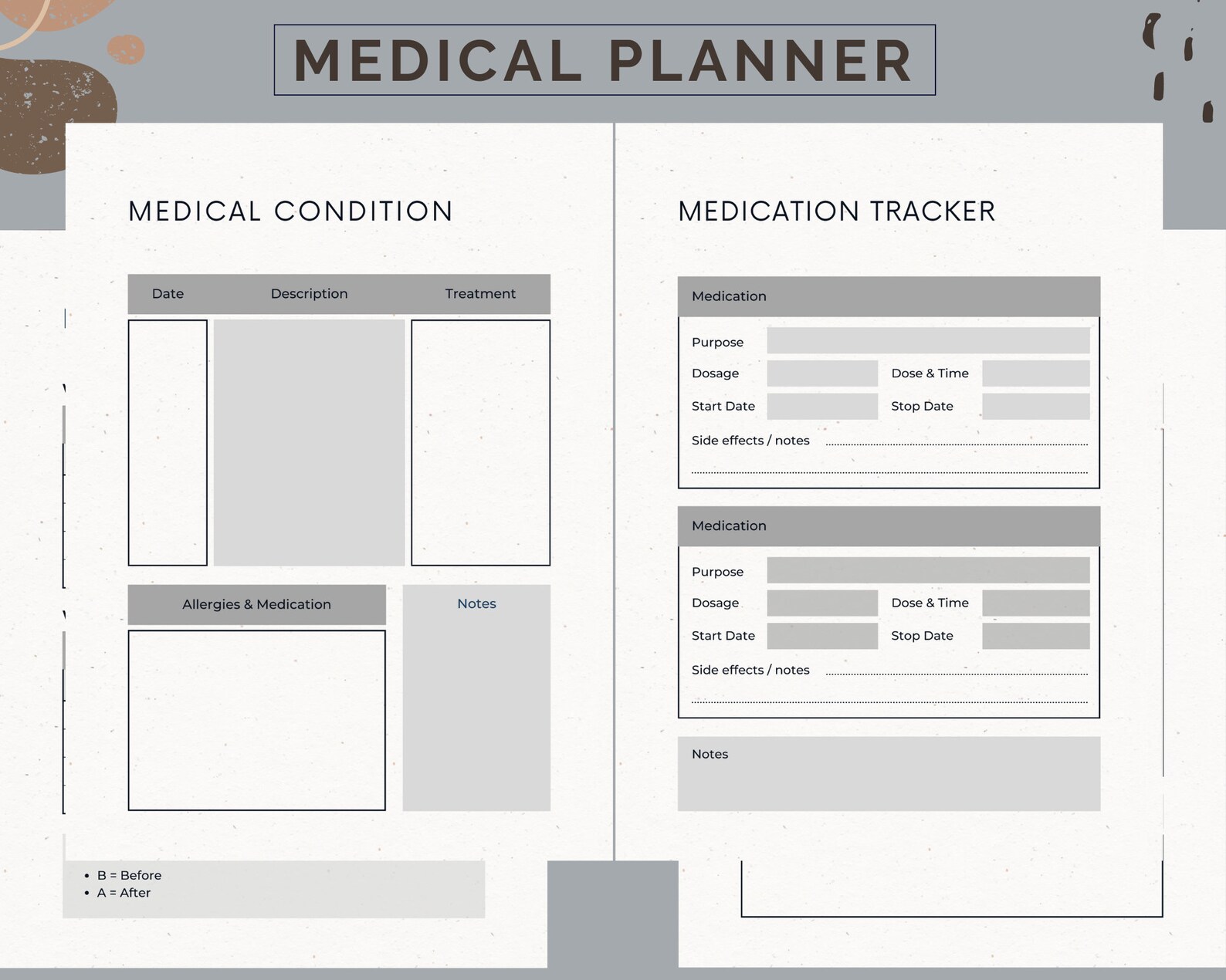 Medical Planner Printable, Health Care Planner Binder, Wellness Journal ...