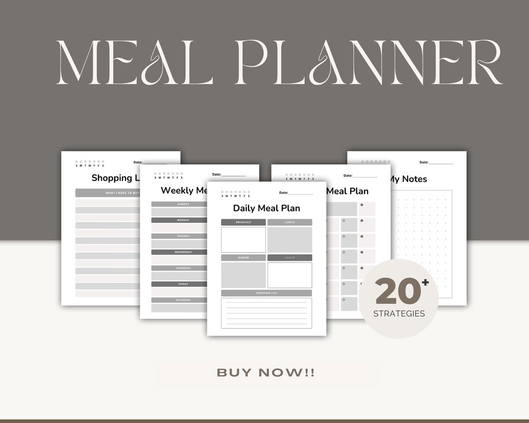 Meal Planner and Grocery List in Daily, Weekly and Monthly, Digital ...