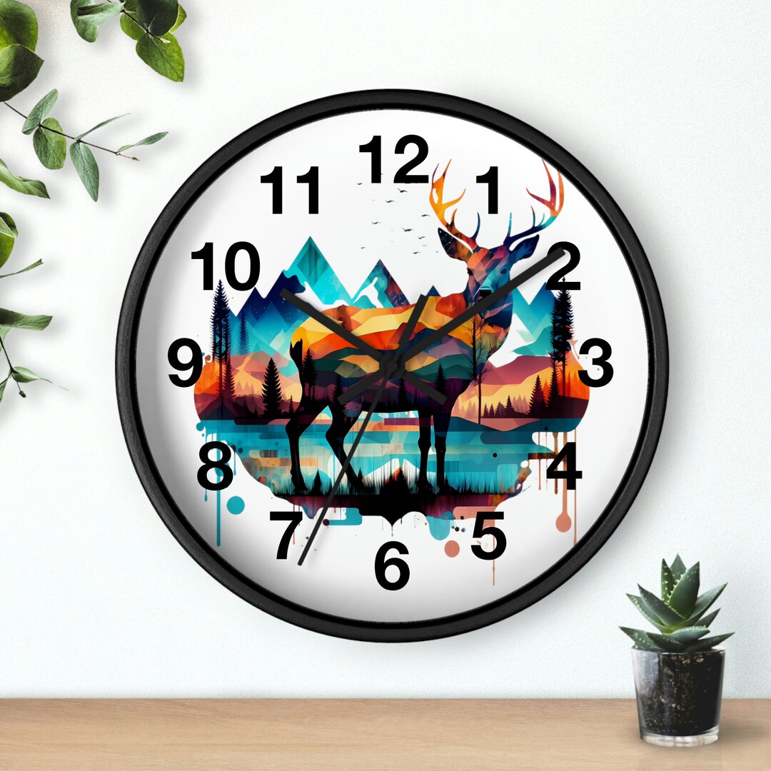 Deer Clock Hiking Clock Home Decor Mountain Clock Wildlife House ...
