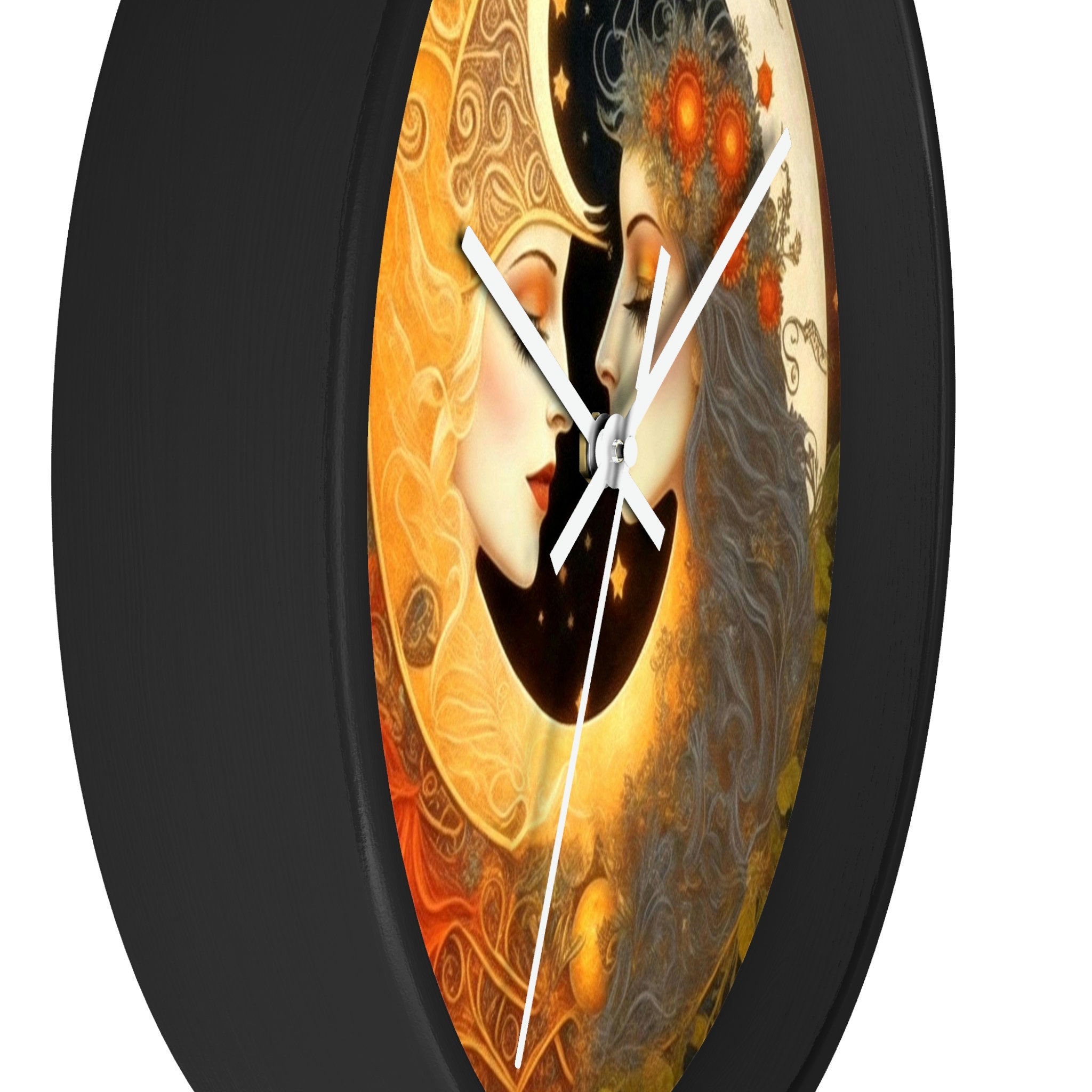 Moon and Sun Clock Fantasy Art Clock Wall Decor Midnight Fantasy Clock ...