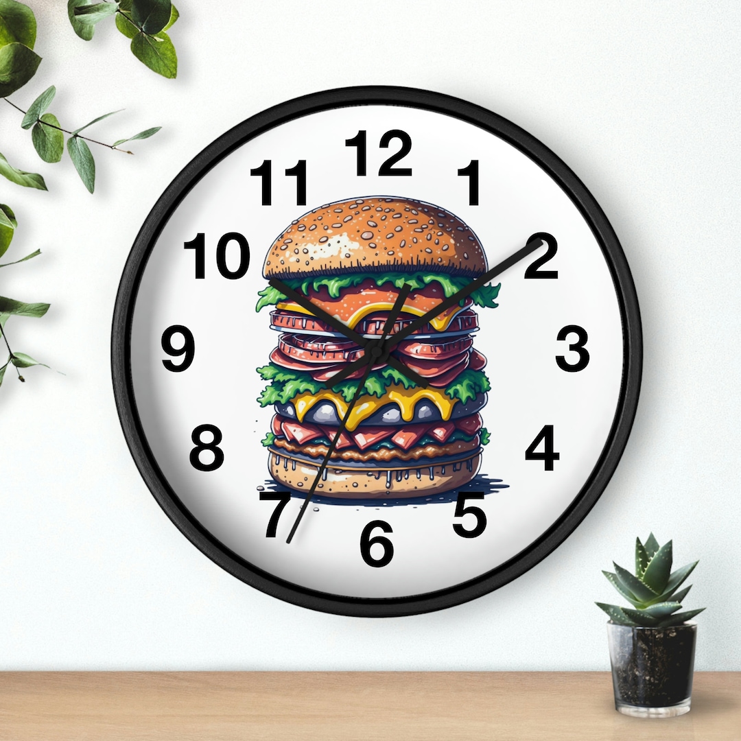 Burger Clock Love Burger Decor Clock Wall Design Interior Burger Wall ...
