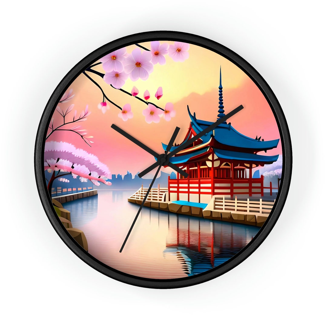 Sakura Clock Japan Landscape Clock Home Decor Japan Clock Wall Decor ...