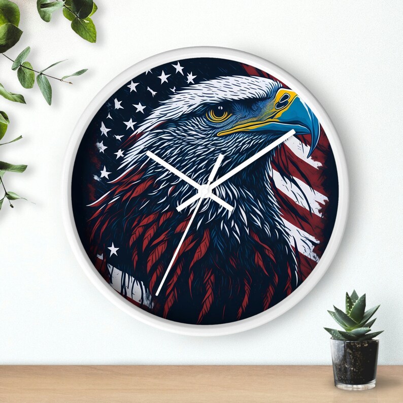 USA Eagle Clock Decor USA Patriot Clock Home Design American - Etsy