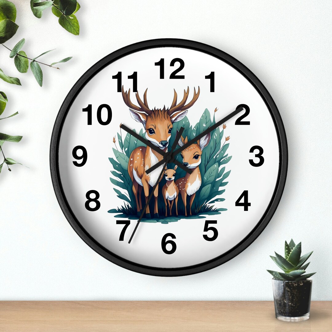 Roe Deer Clock Bambi Decor Clock Home Interior Deer Family Clock Kid ...