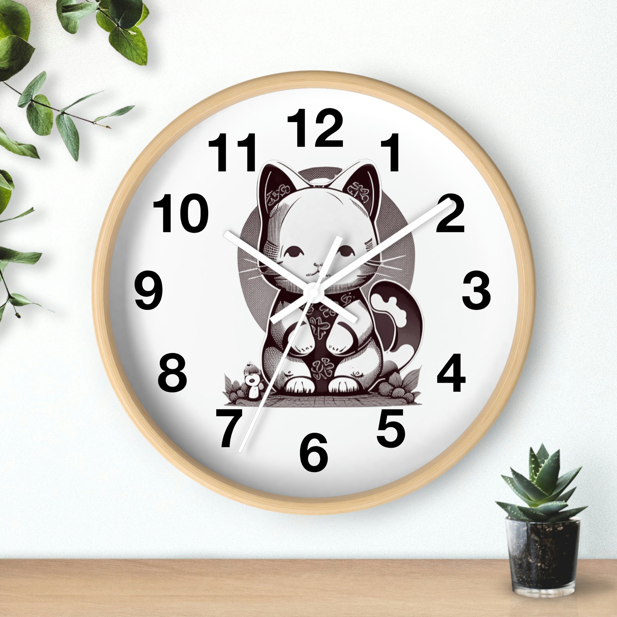 Japan Lucky Cat Clock Maneki Neko Clock Japan Decor Clock Japan ...