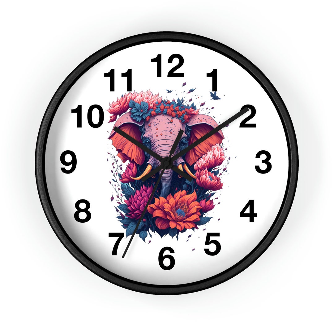 Elephant Clock Hinduism Decor Clock Colourful Elephant Wall Decor Clock ...