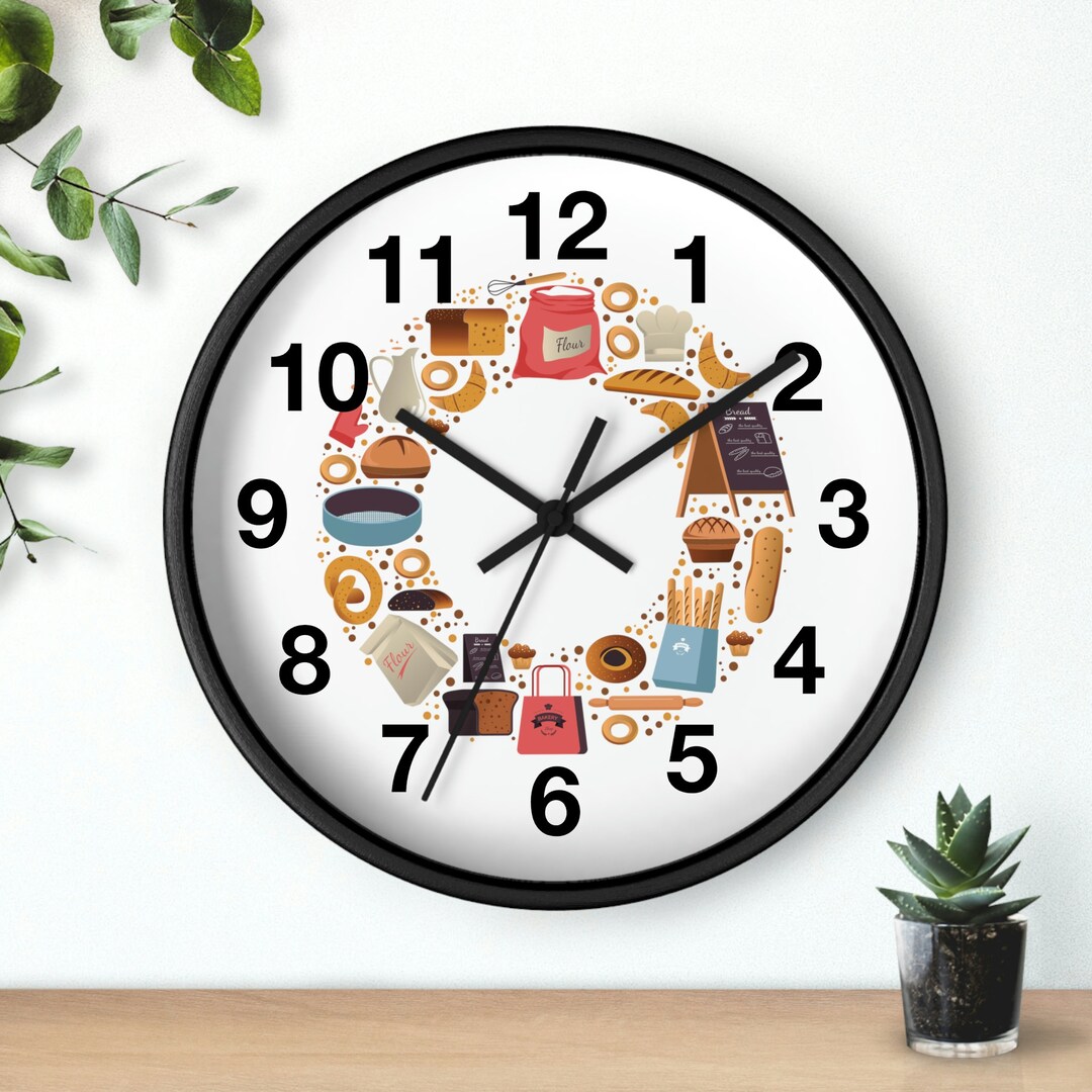 Bakery Clock Bakers Decor Clock Chef's Gift Clock Kitchen Decor Clock ...