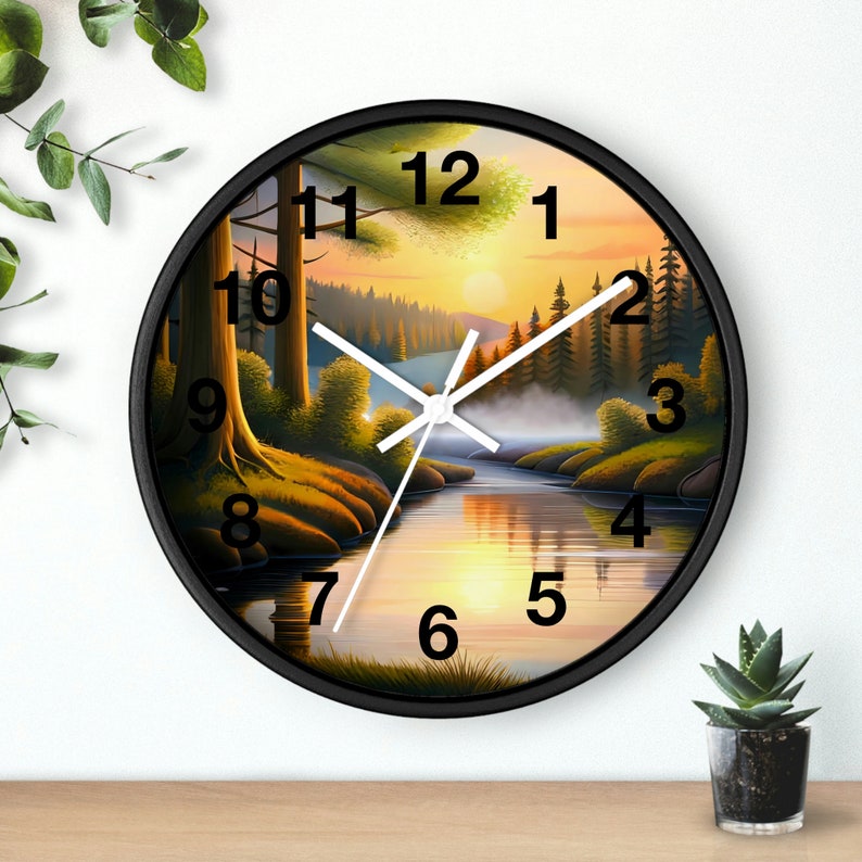 Forest Landscape Clock Home Decor Sunset Landscape Clock Wall Decor ...