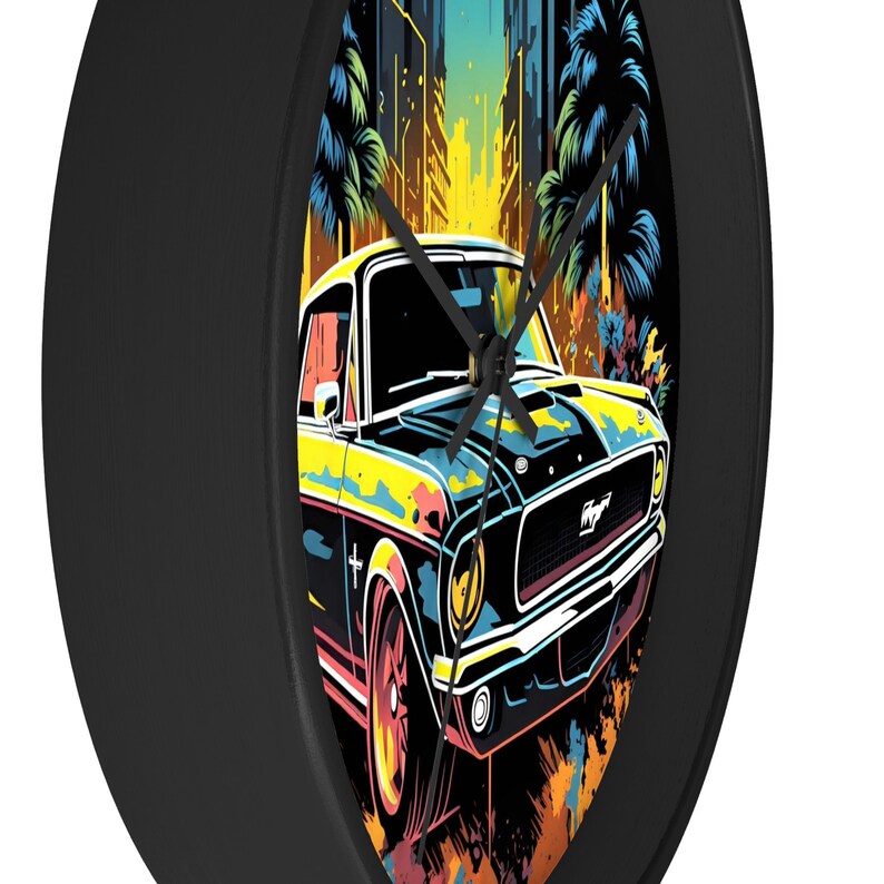 Mustang Clock Decor Mustang Car Clock Wall Decor Sunset Mustang Wall ...