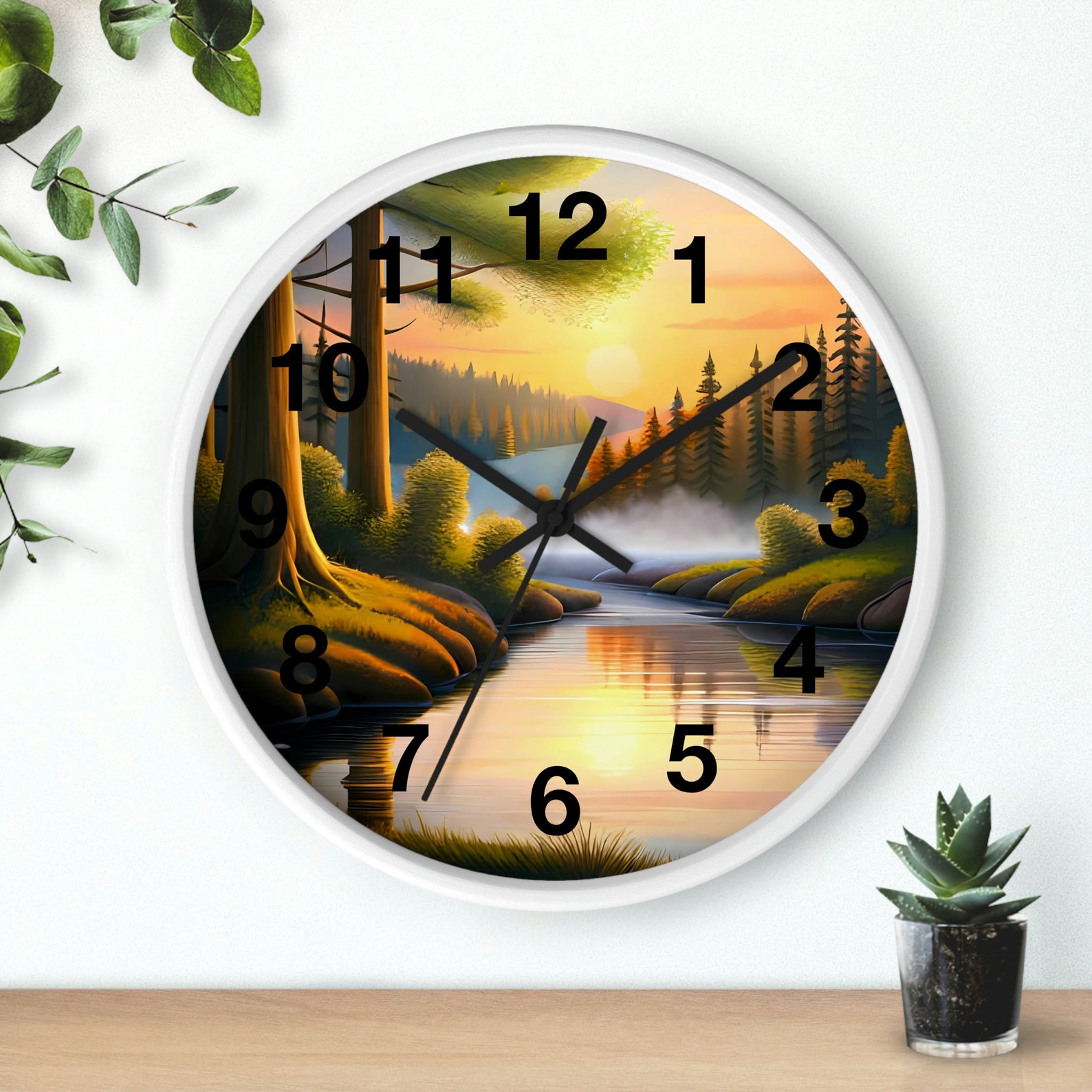 Forest Landscape Clock Home Decor Sunset Landscape Clock Wall Decor ...