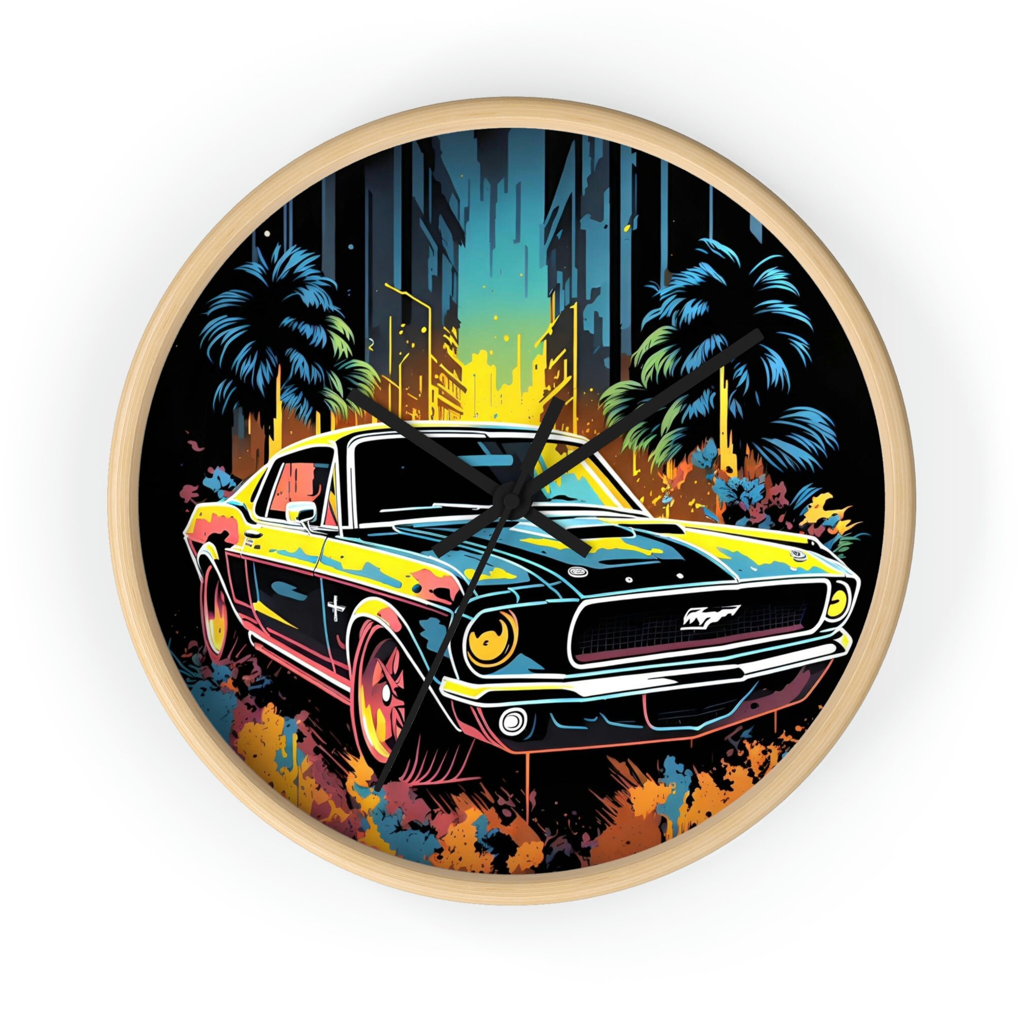 Mustang Clock Decor Mustang Car Clock Wall Decor Sunset Mustang Wall ...