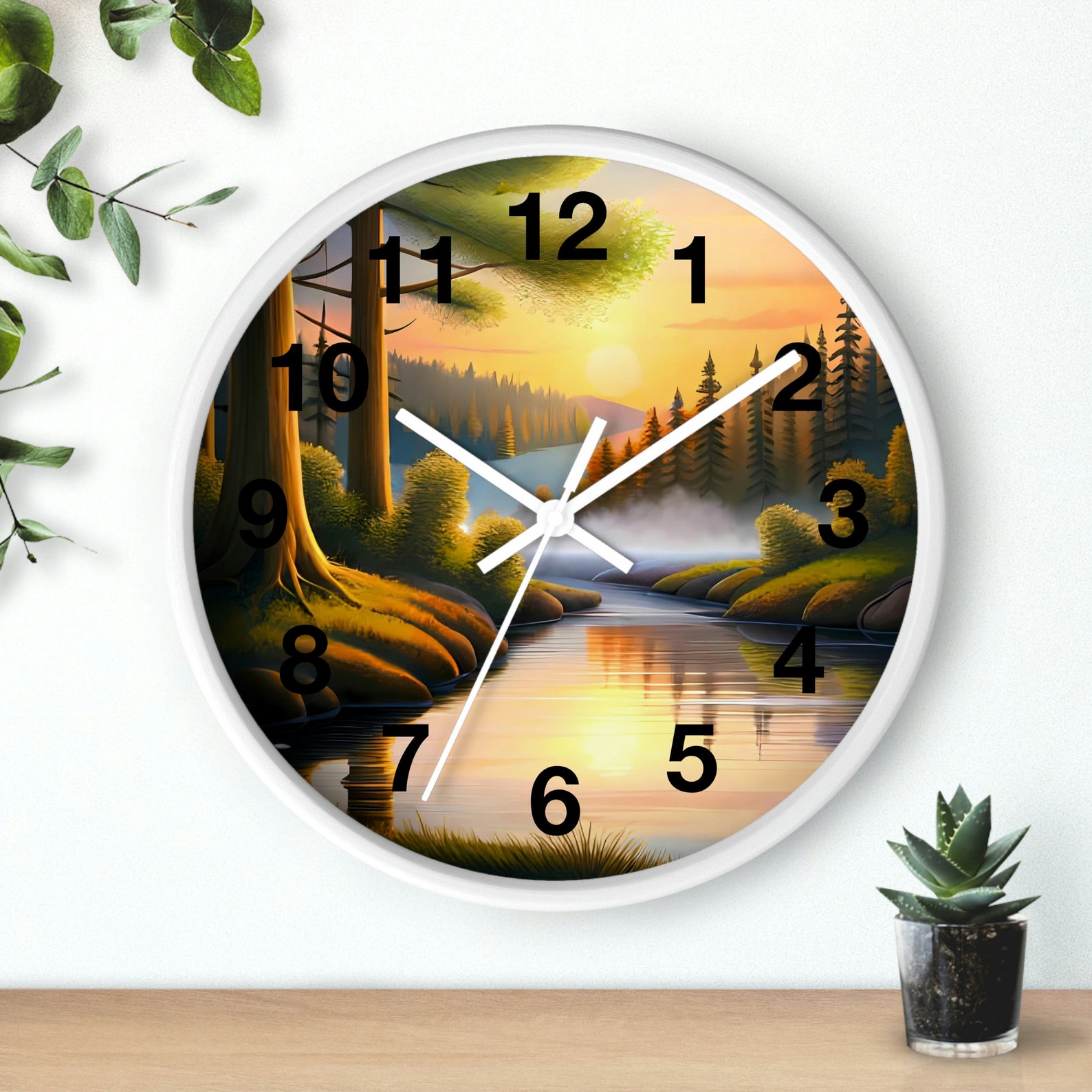 Forest Landscape Clock Home Decor Sunset Landscape Clock Wall Decor ...