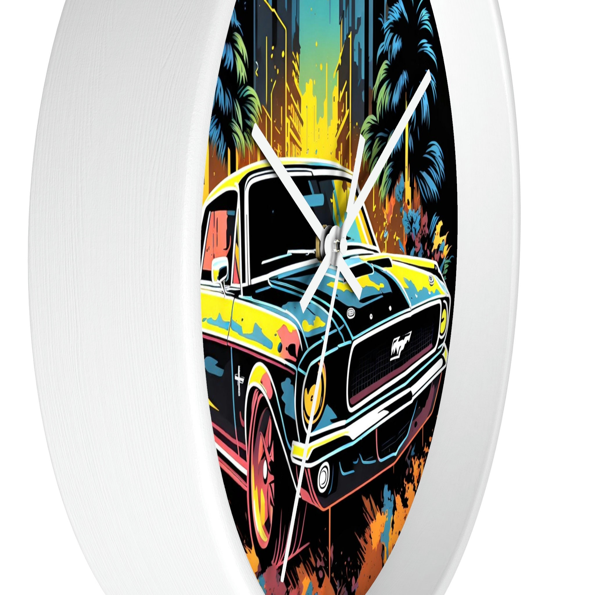 Mustang Clock Decor Mustang Car Clock Wall Decor Sunset Mustang Wall ...