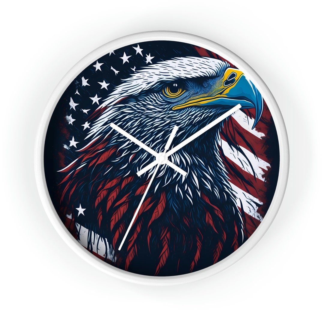 USA Eagle Clock Decor USA Patriot Clock Home Design American Eagle Wall ...