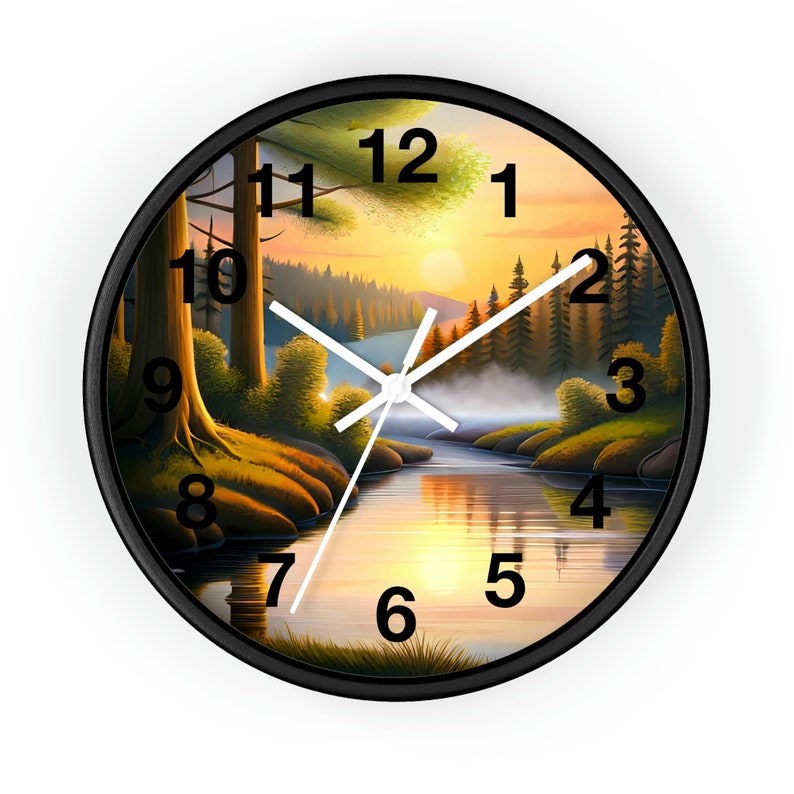 Forest Landscape Clock Home Decor Sunset Landscape Clock Wall Decor ...