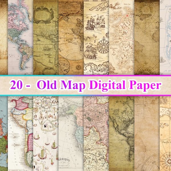 Vintage World Map - Etsy