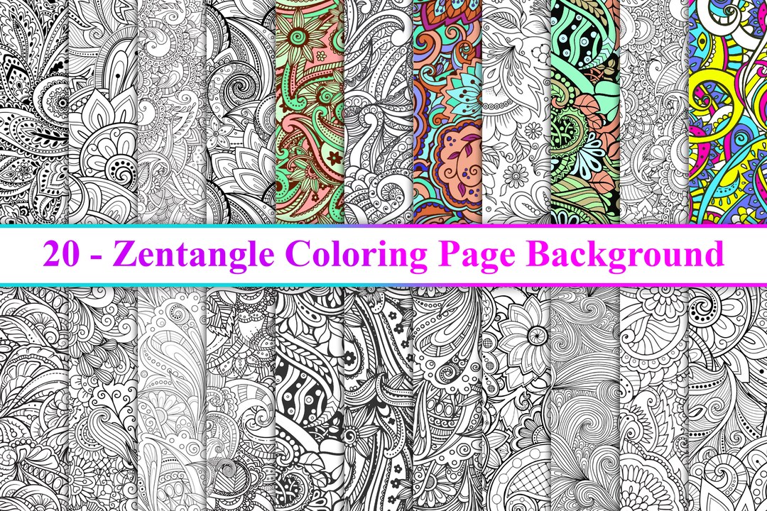 Zen Tangle Coloring Page Background Zentangle Digital Paper - Etsy UK