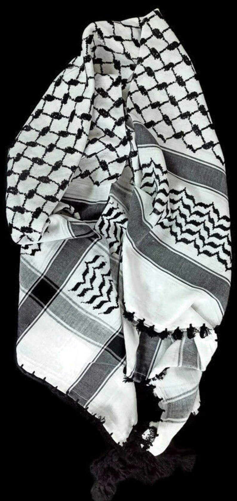 Keffiyeh Black and White Tag Shawl Scarf Palestinian Keffiyeh Gift Men ...