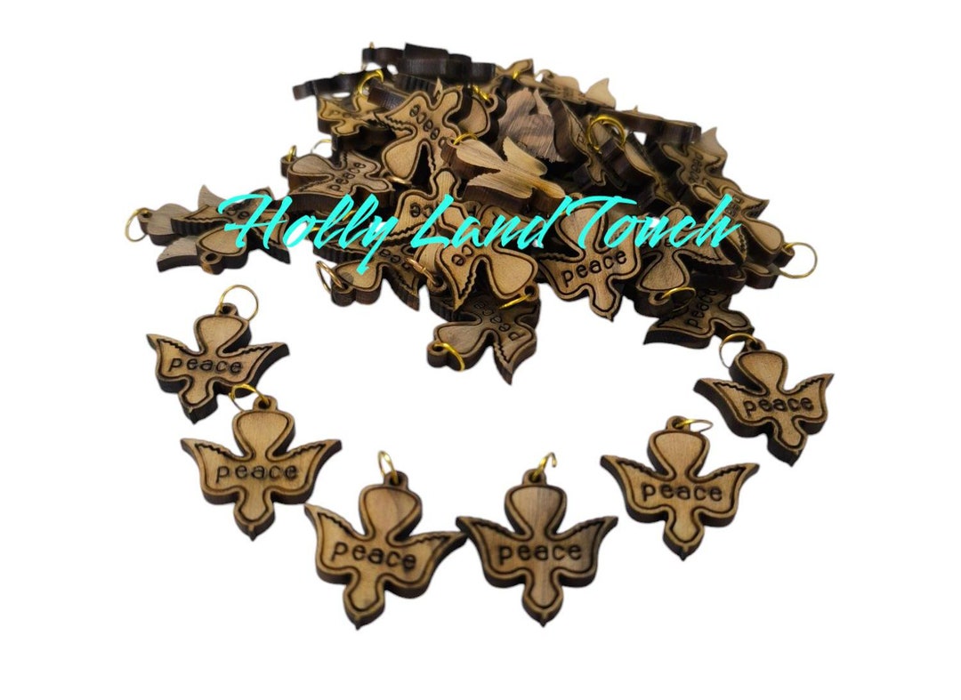 50 Holy Spirit Olive Wood Pendants: Handmade Peace Rosary Crosses - Etsy