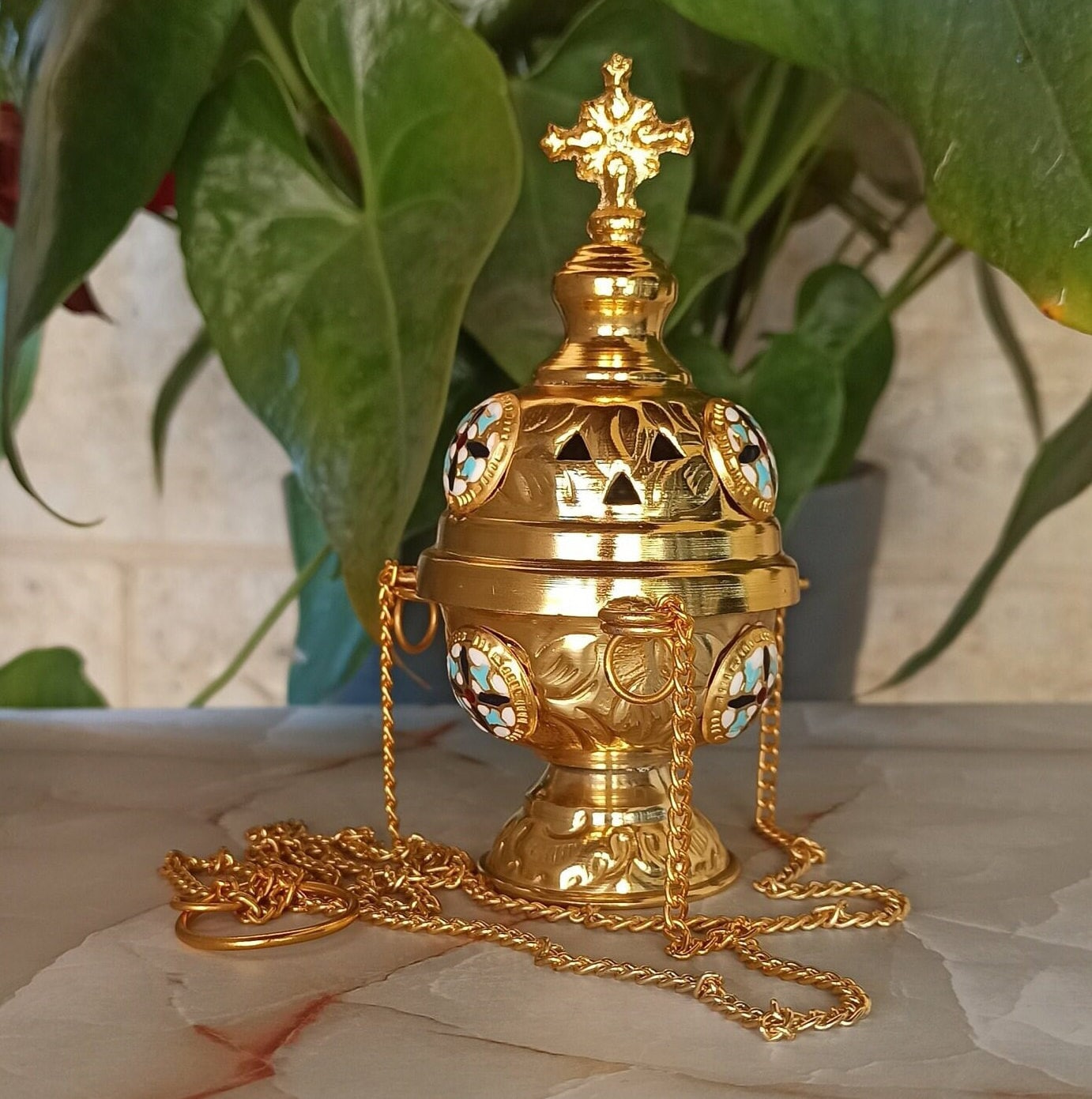 Brass Orthodox Incense Burner Hanging or Stand on the Table With ...
