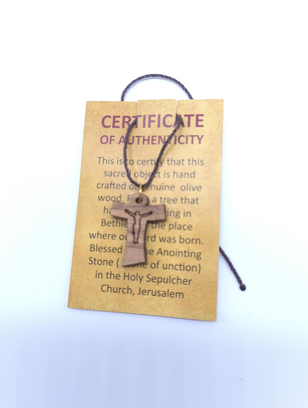 Handmade Olive Wood Tau Cross Pendant: Holy Land Necklace - Etsy