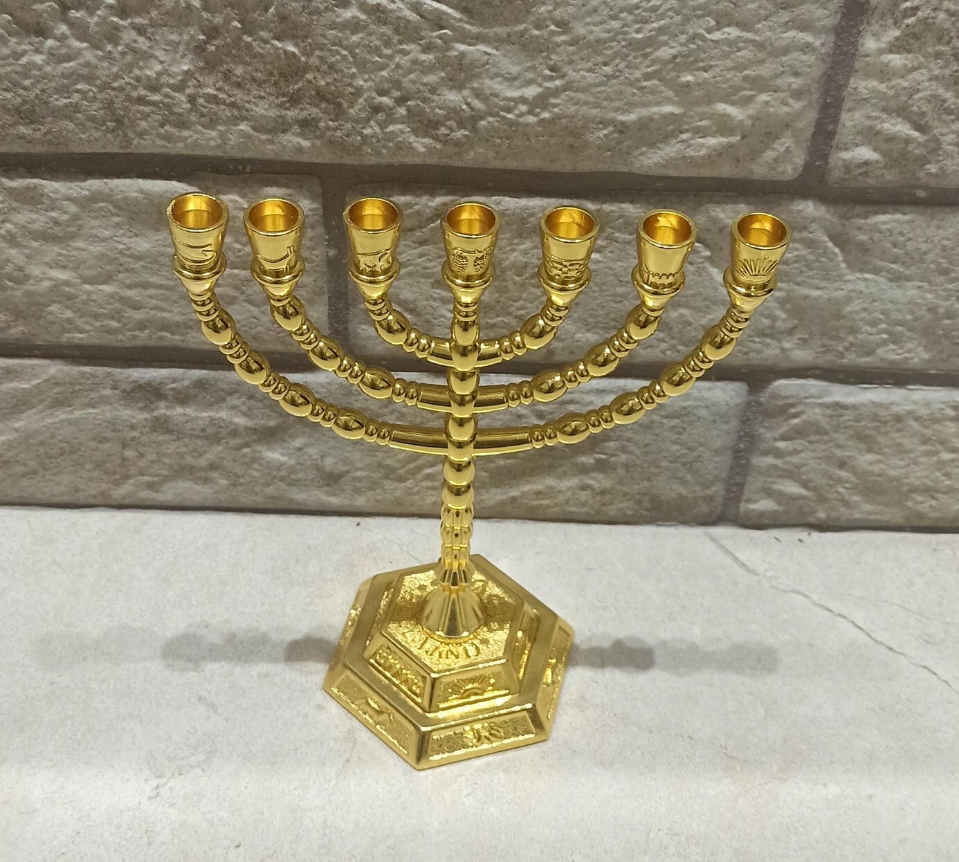 Menorah 7 Branch Jewish Gold Color Hanukkah Israel Jerusalem - Etsy
