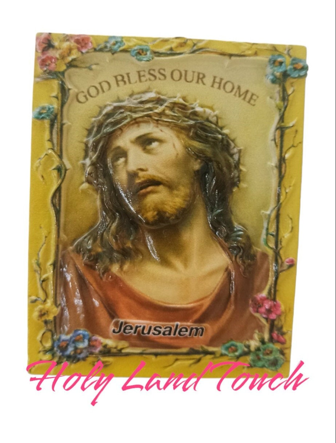 Magnet Refrigerator Porcelain Jesus God Bless Our Home With Crown of ...