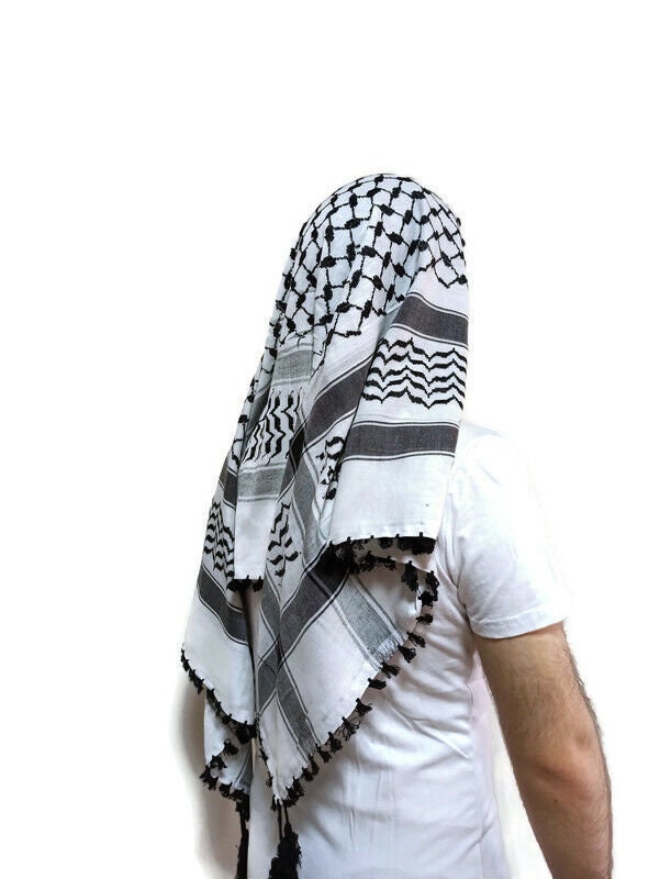 Keffiyeh Black and White Tag Shawl Scarf Palestinian Keffiyeh Gift Men ...