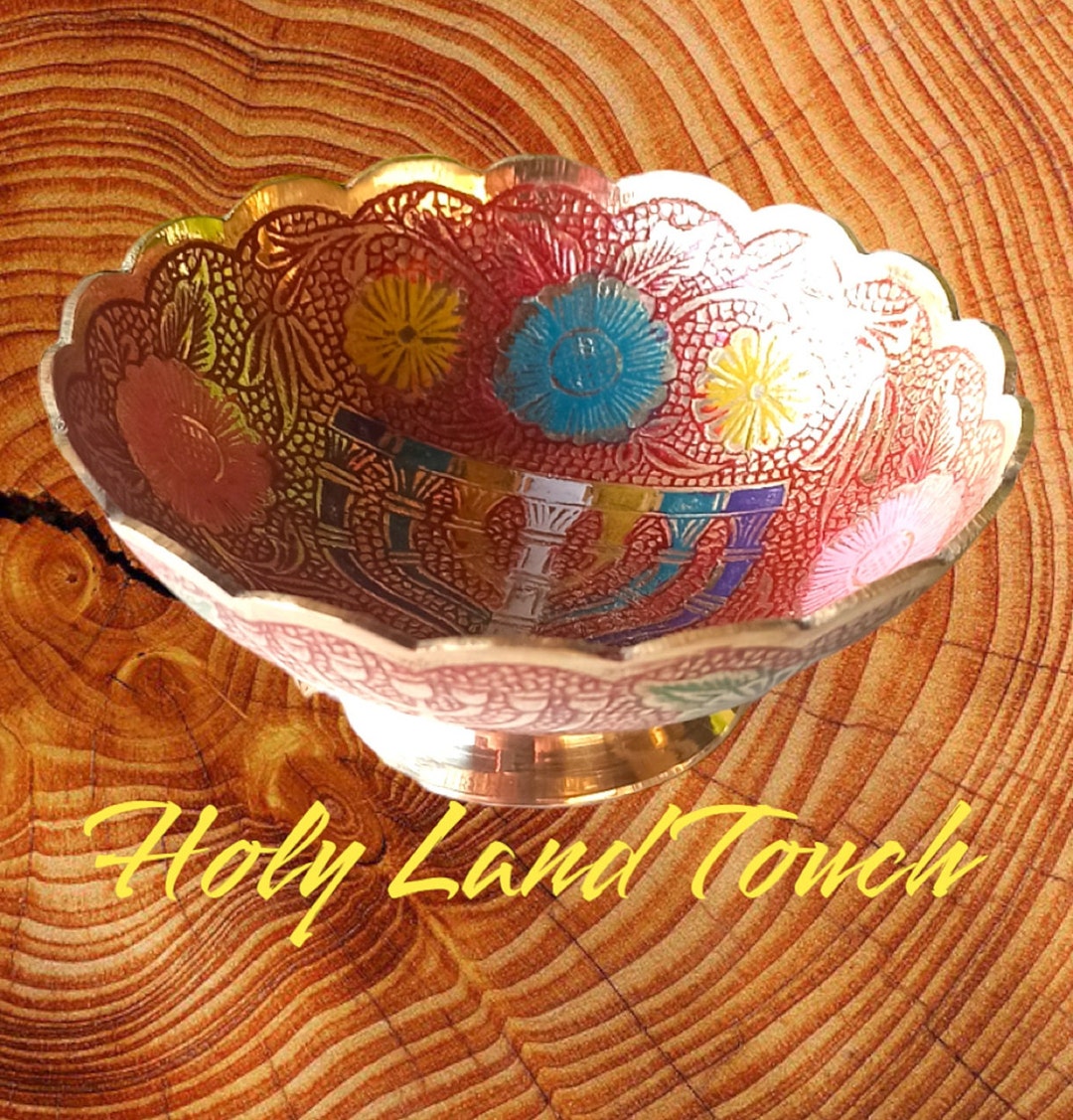Plate Menorah Copper Decorative Carved Jerusalem Hand Made Holy Land ...