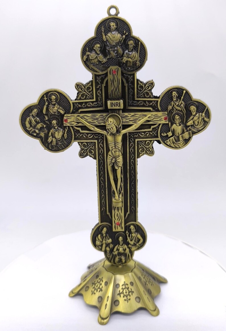 Holy Land Metal Cross With 12 Apostles Icons - Church Home Protection ...