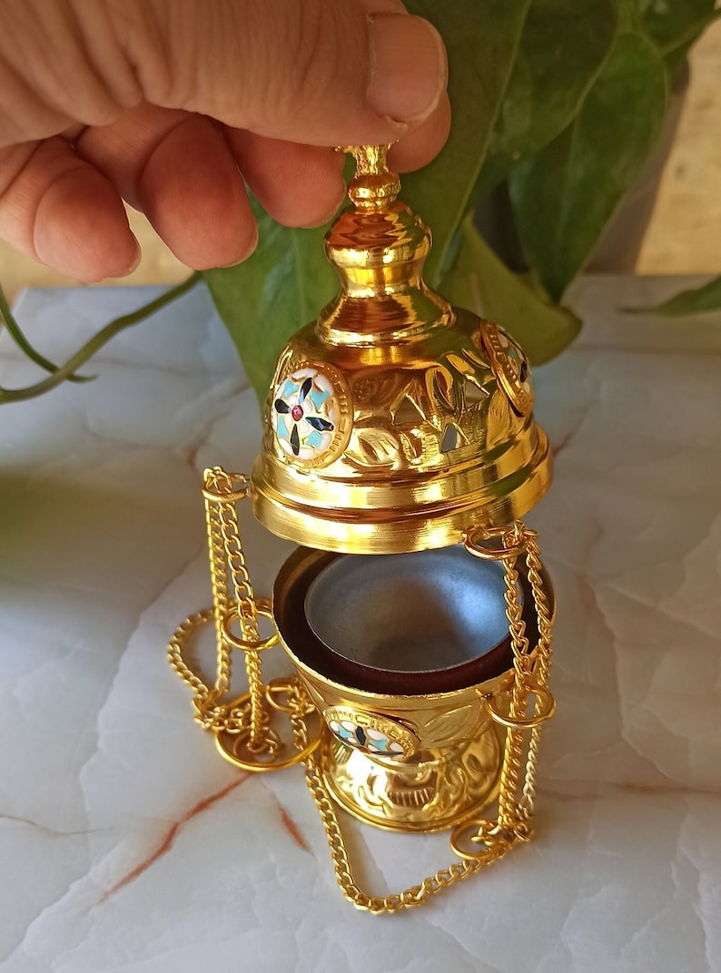 Brass Orthodox Incense Burner Hanging or Stand on the Table With ...