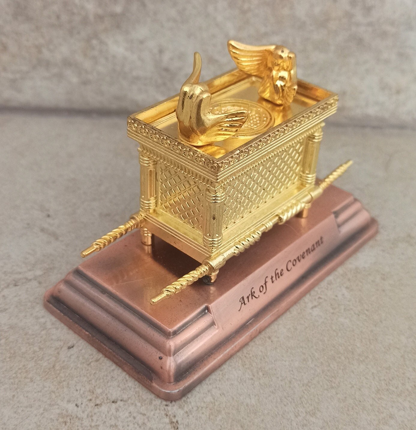 Small Replica Gold Plated Jewish Ark of the Covenant on Copper Base ...